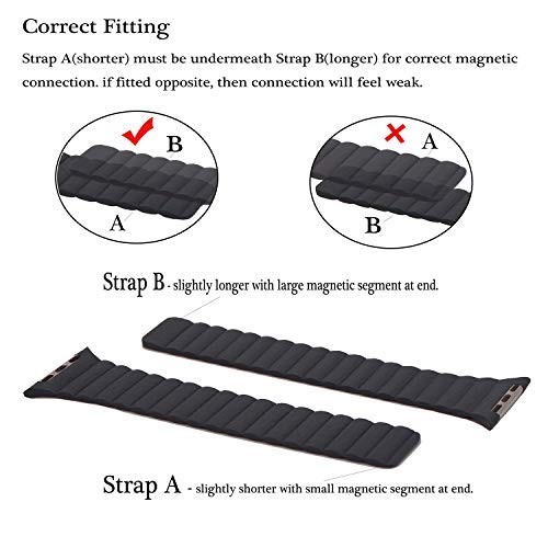 INI Compatible with Apple Watch Band 49mm 45mm 44mm 42mm 41mm 40mm 38mm - Adjustable Leather Strap with Magnetic Closure System for iWatch Series 9 Ultra 2 Ultra/8/7/SE/6/5/4/3/2/1 - Black