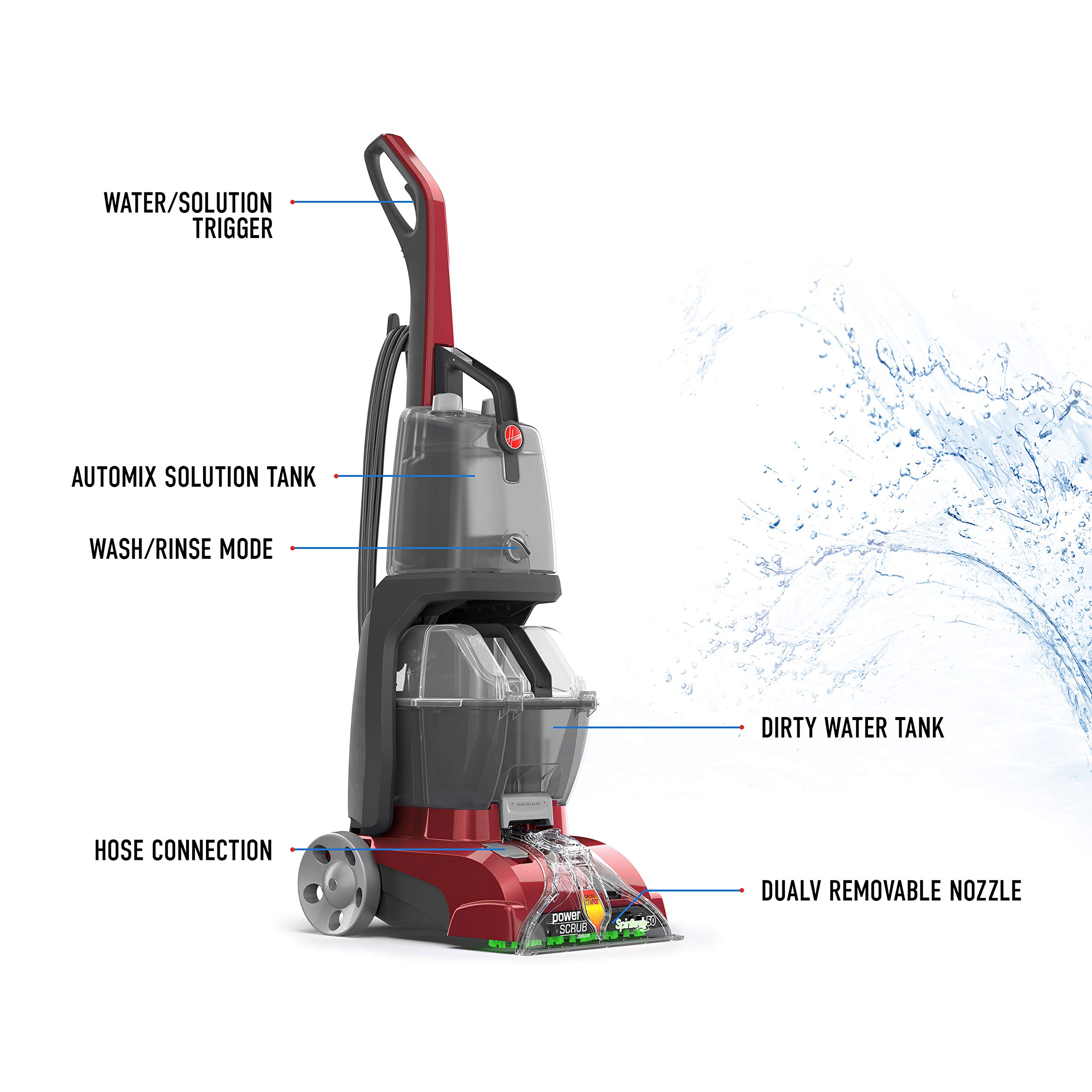 Hoover PowerScrub Deluxe Carpet Cleaner Machine, FH50150NC + 64 oz Everyday Carpet Cleaner Solution, Deep Cleaning Carpet Shampoo, AH31924