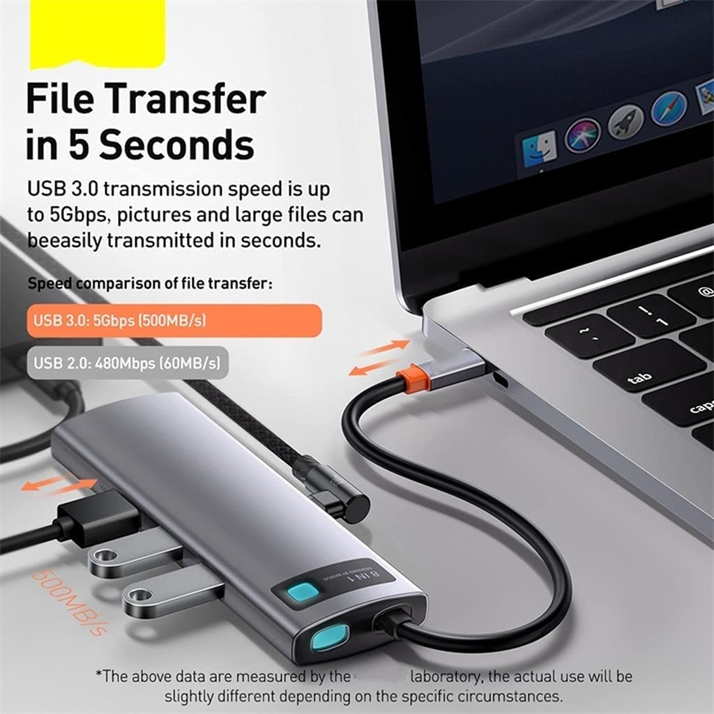MZLXDEDIAN USB C Adapter, 8 in 1 USB C HUB USB C Ethernet Adapter HDMI Multiport Adapter Laptop Docking Station for with 3.0 USB PD TF/SD Card Reader