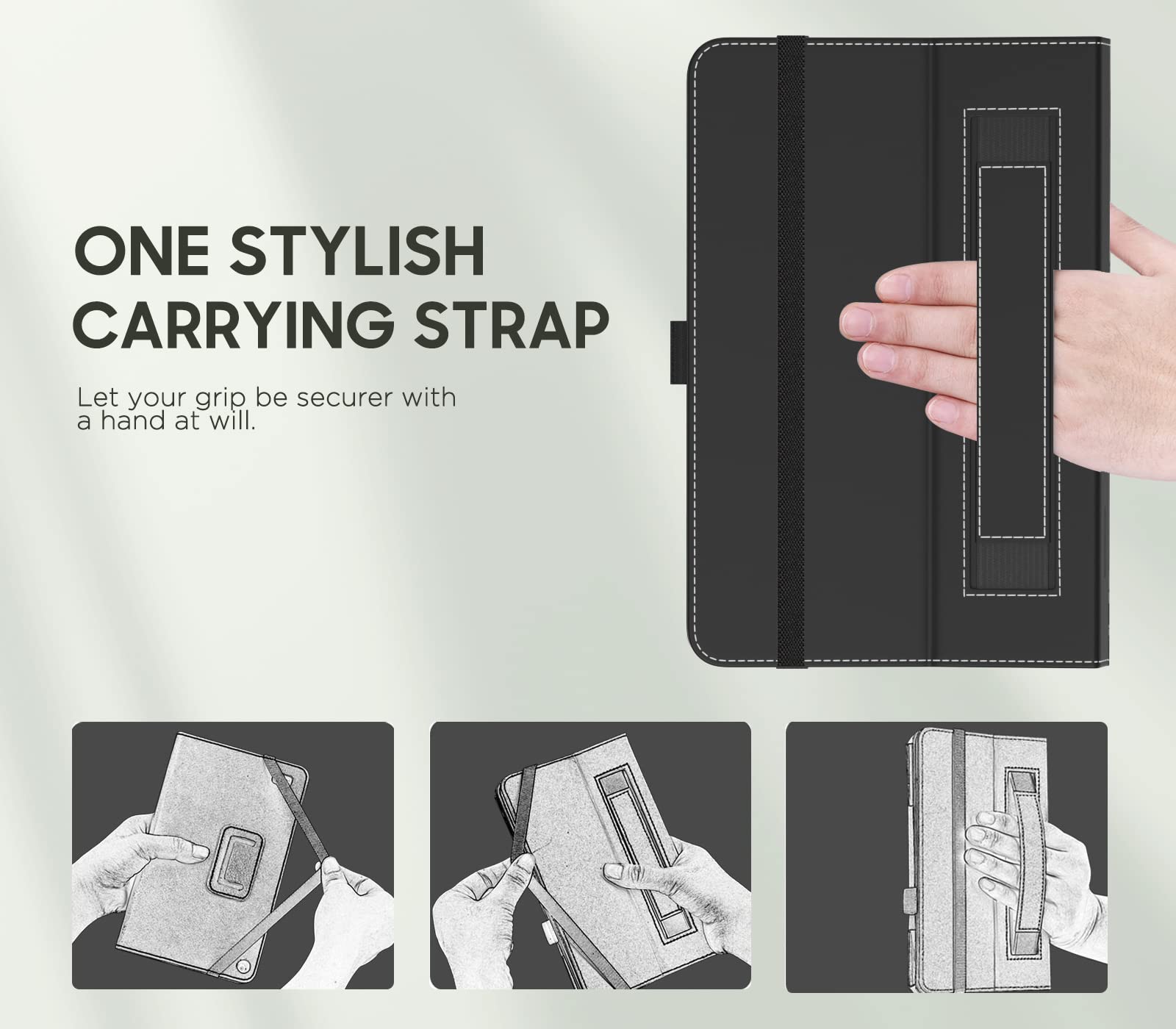 Moko Case Compatible with Amazon All-New Kindle Fire 7 Tablet (2022 Release-12th Generation) Latest Model 7" - Slim Folding Stand Cover with Auto Wake/Sleep, Black