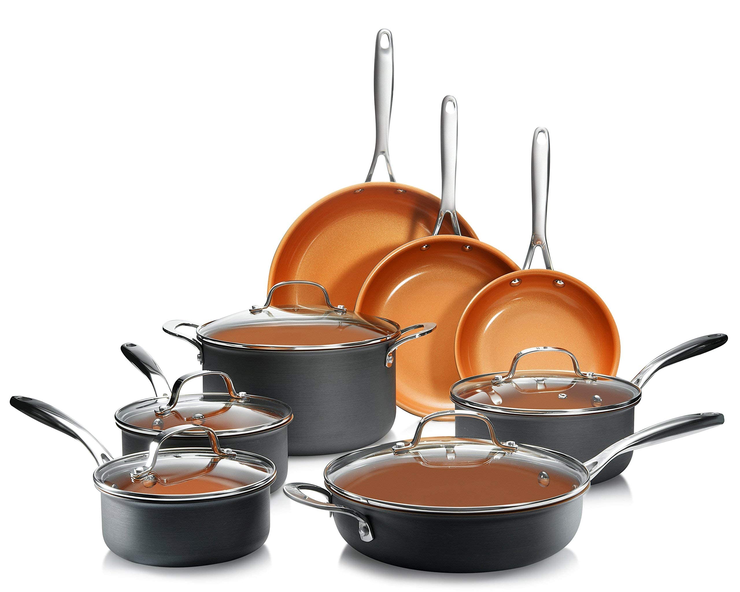 Gotham Steel Pots and Pans Set Nonstick Cookware Set, 13 Pc Induction Cookware Set with Ultra Non Stick Ceramic Pans for Cooking Non Toxic, Dishwasher/Oven Safe Ceramic Cookware Set, Hard Anodized