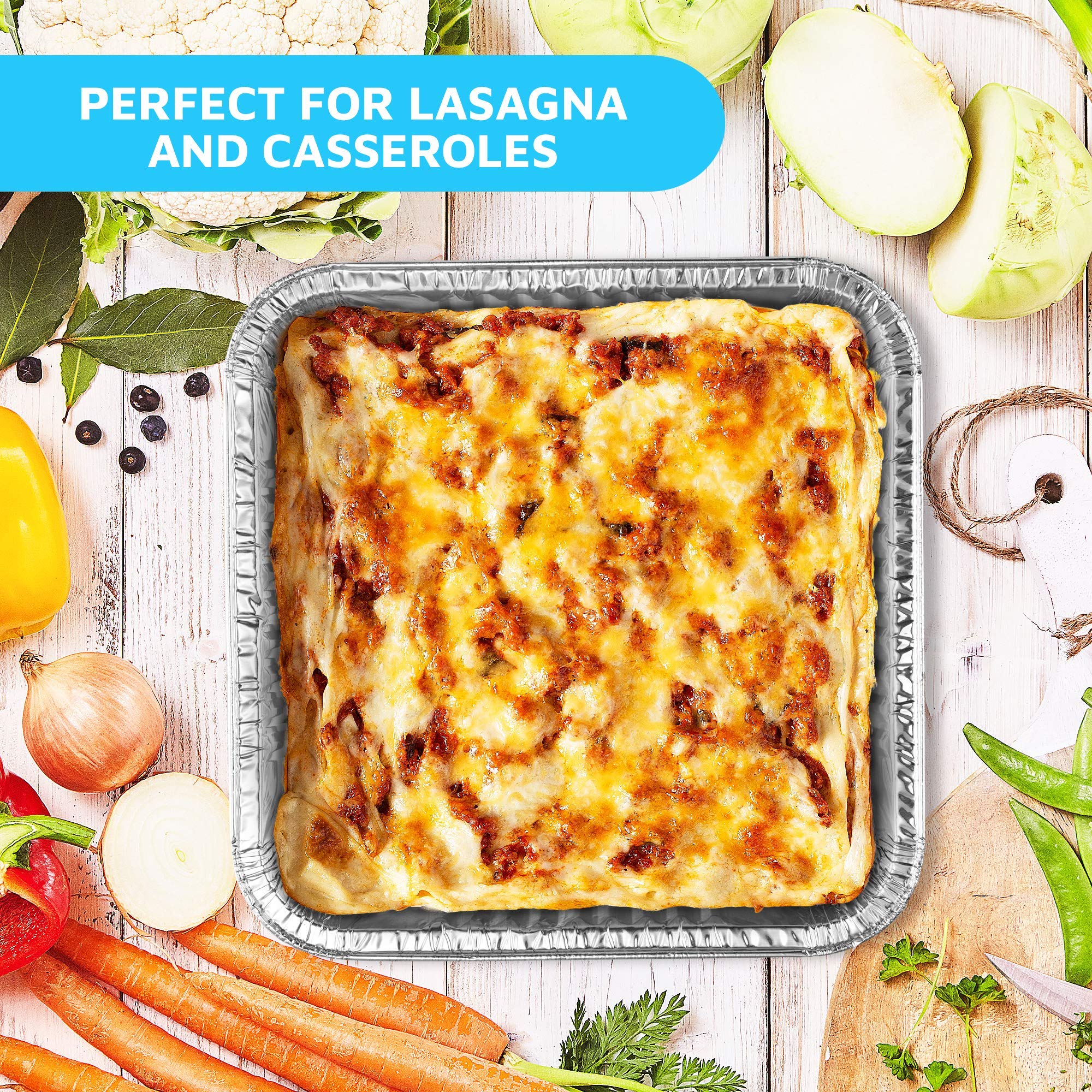 MontoPack 9β Disposable Aluminum Foil Square Baking Pans | 9 x 9 Cake Pan Tin for Broiling, Toaster Oven, Meal Prep, Roasting, Take Out | Perfect for Brownie & Lasagna Trays | 20 Pack