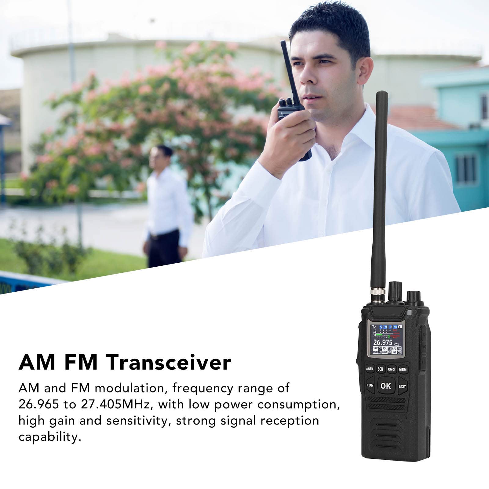 Marine Radio, Hand Held CB Radio High Sensitivity High Volume Clear Voice IP67 Waterproof for Boat (US Plug)