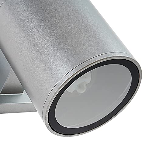 mirrea Modern Outdoor Porch Light Patio Light in 2 Lights with Aluminum Cylinder and Tempered Glass Cover Waterproof Wall Sconce 2 Pack (Metallic Gray)
