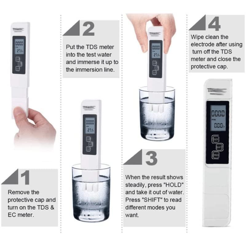 n/a Digital Water Quality Tester TDS EC Meter Range 0-9990 Multifunctional Water Purity Temperature Meter Temp PPM Tester