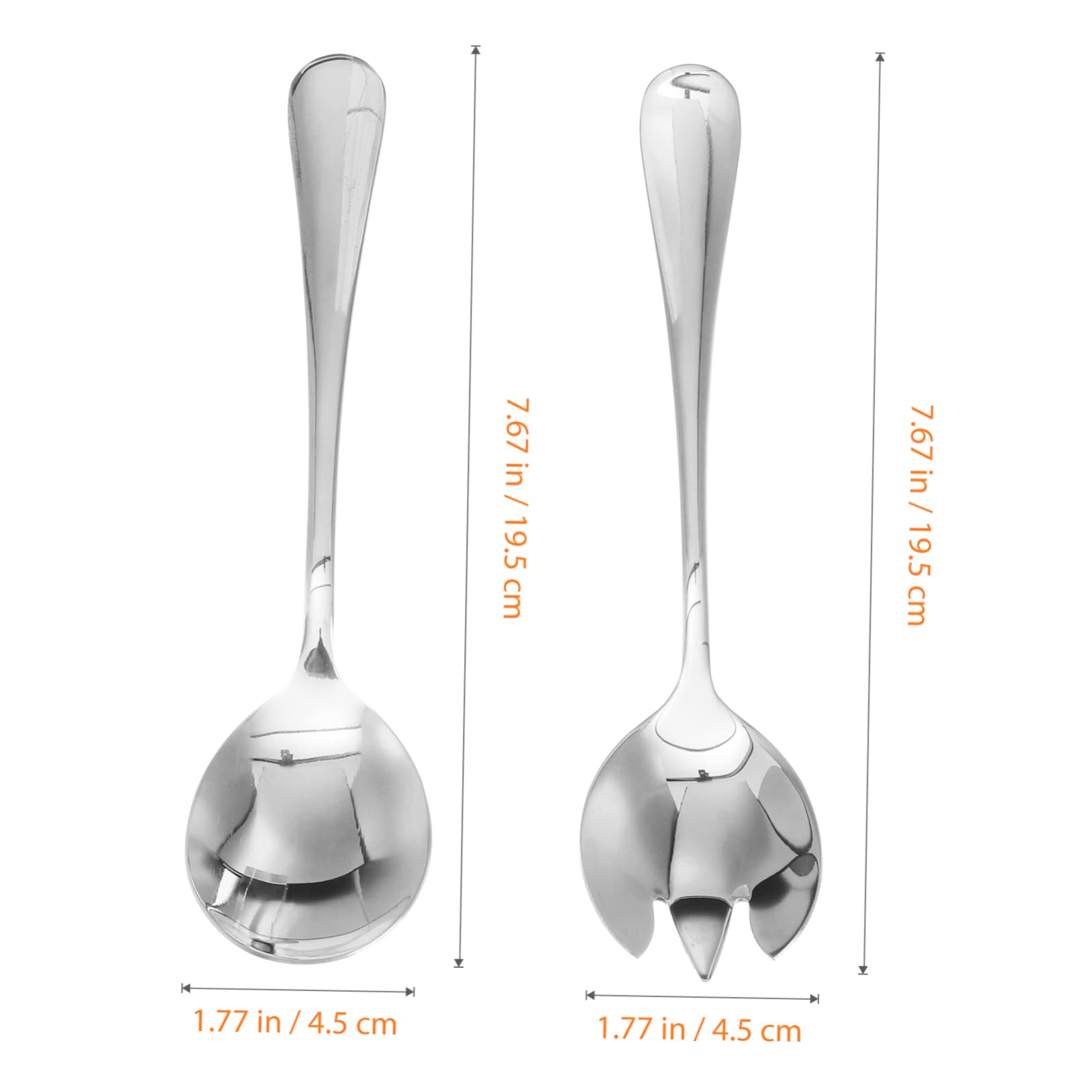 HOMSFOU Salad Spoons 2pcs s Serving Forks Appetizer Fork Salad Spoon Serving Spoon Salad Serving Utensils Korean Spoon Stainless Steel Fork Spoon Salad Fork European Style Ice Cream Child