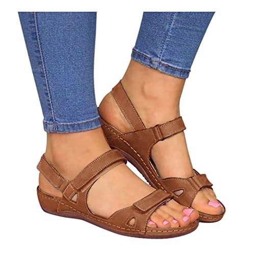 JYSwoshoe Orthopedic Sandals for Women, Womens Comfy Orthotic Sandal Anti-Slip Breathable Arch Support Platform Wedge Sandal Soft Comfortable