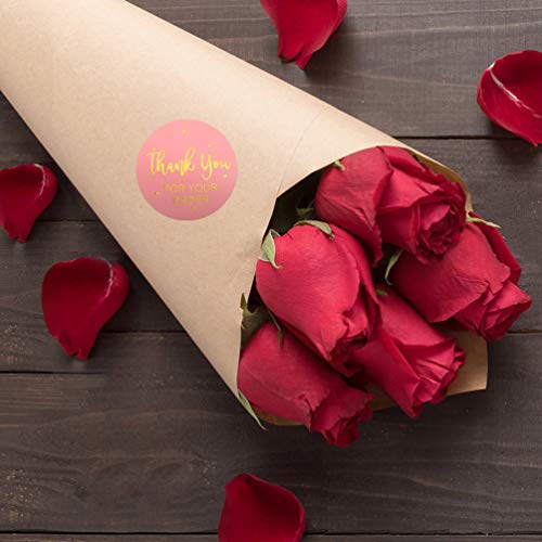 Idefair 1.5" Sticker Roll 500 PCS, Thank You Sticker Adhesive Lables for Small Business,Online Retail,Sealing Decoration (Pink)