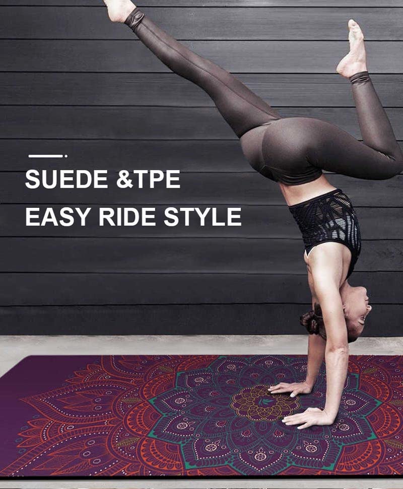 KJHD Yoga Mat Suede and TPE Material Non Slip Folding Printing Mat 6mm Thickened Widening Lengthening Beginner (Color : A)