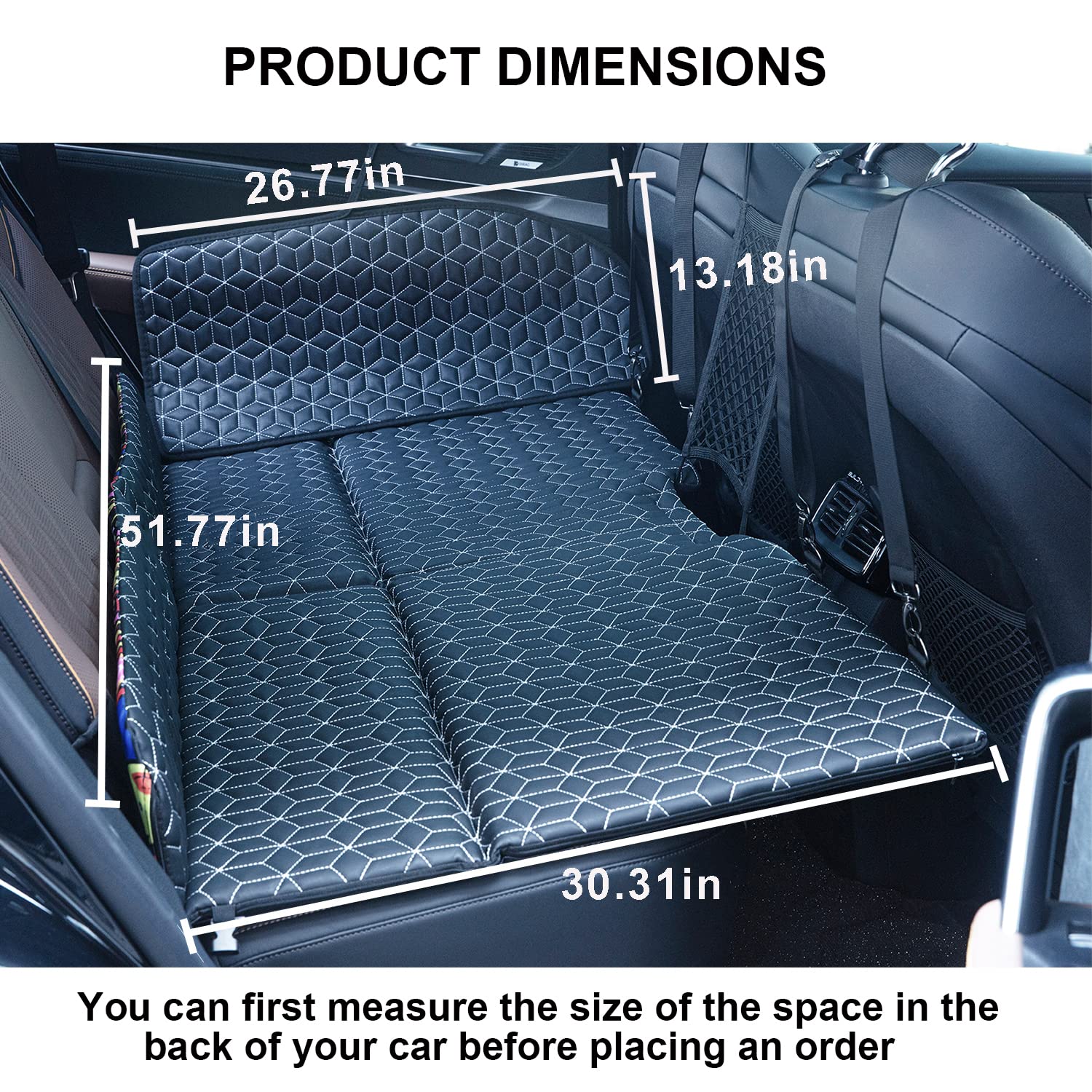 JILLMO Non Inflatable Car Mattress, Portable Car Bed Mattress, Double-Sided Folding SUV Mattress, Car Camping Mattress Back Seat for Sleeping
