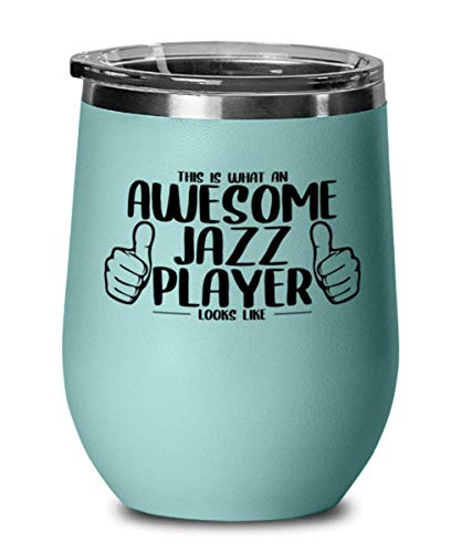 Jazz Coffee Wine Glass, Teal Wine Tumbler, Jazz Coffee Stainless Steel Insulated Lid Wine Glass Mug Cup Present Idea