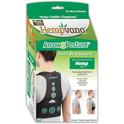 Hempvana Arrow Posture - Fully Adjustable Posture Support & Posture Corrector for Upper Body - Helps Correct Slouching, Text Neck and Hunching Over (L/XL)