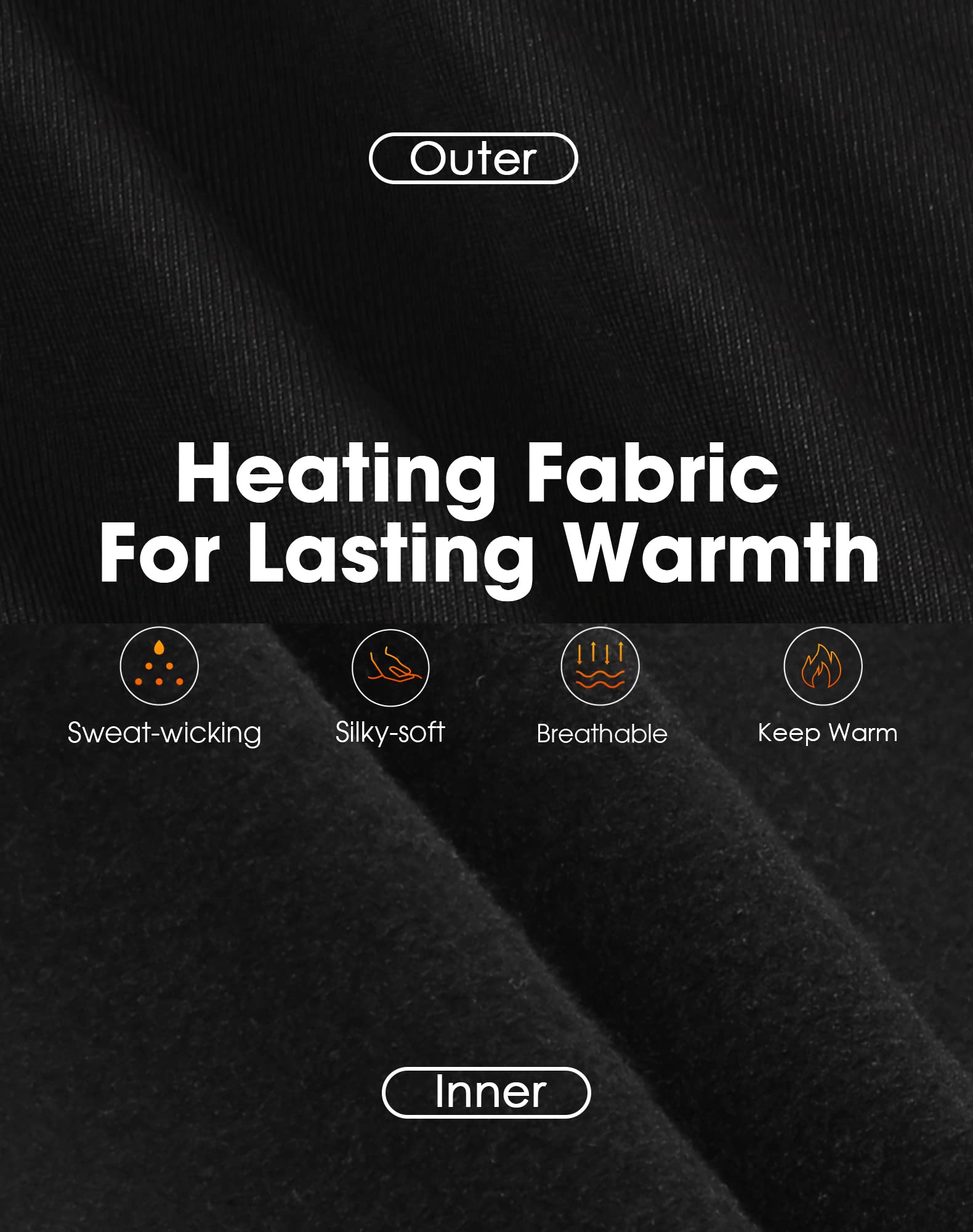 MANCYFIT Thermal Underwear for Women Long Johns Fleece Lined Base Layer Women Cold Weather Black and Grey Large