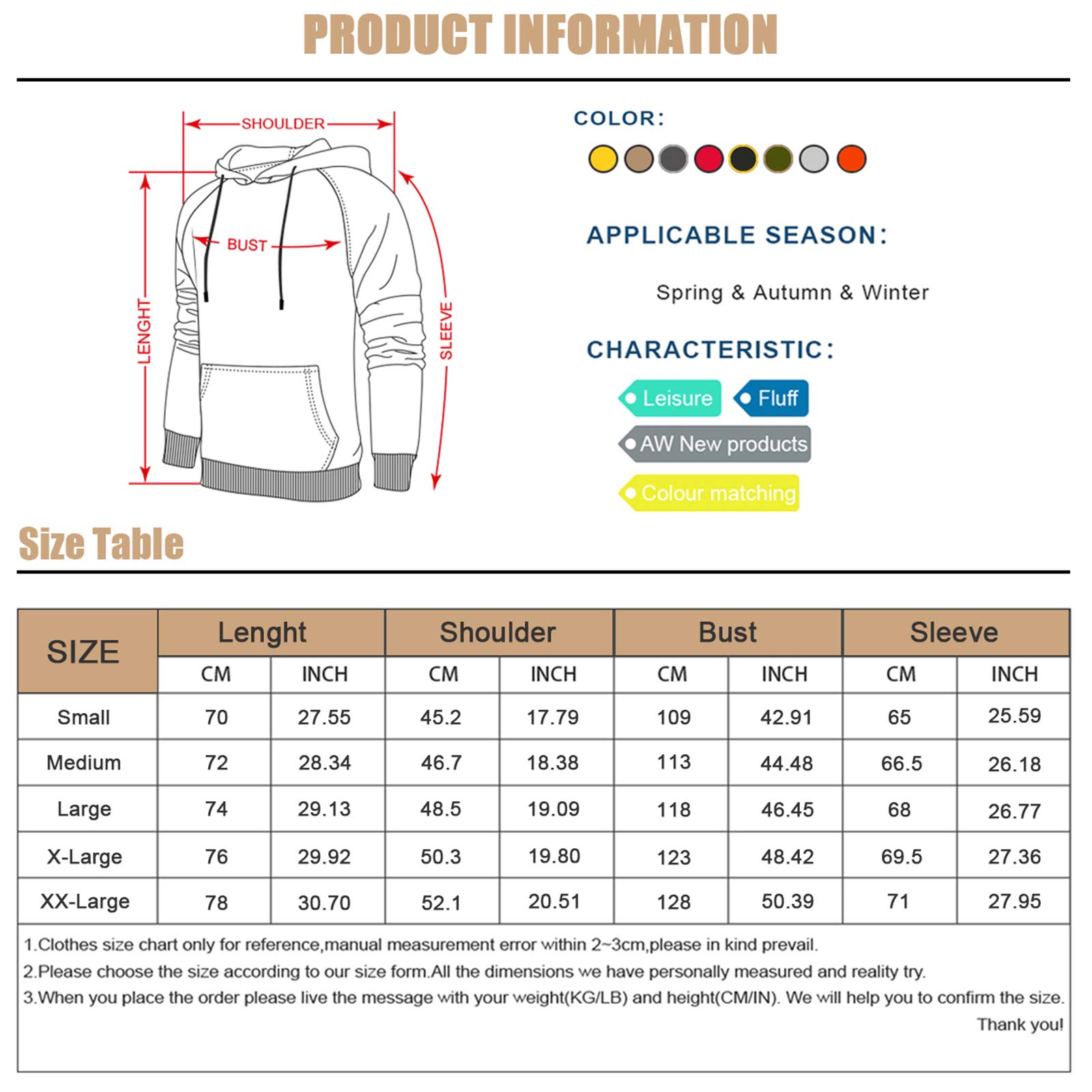Gesean Men's Novelty Color Block Pullover Fleece Hoodie Long Sleeve Casual Sweatshirt with Pocket Red Large