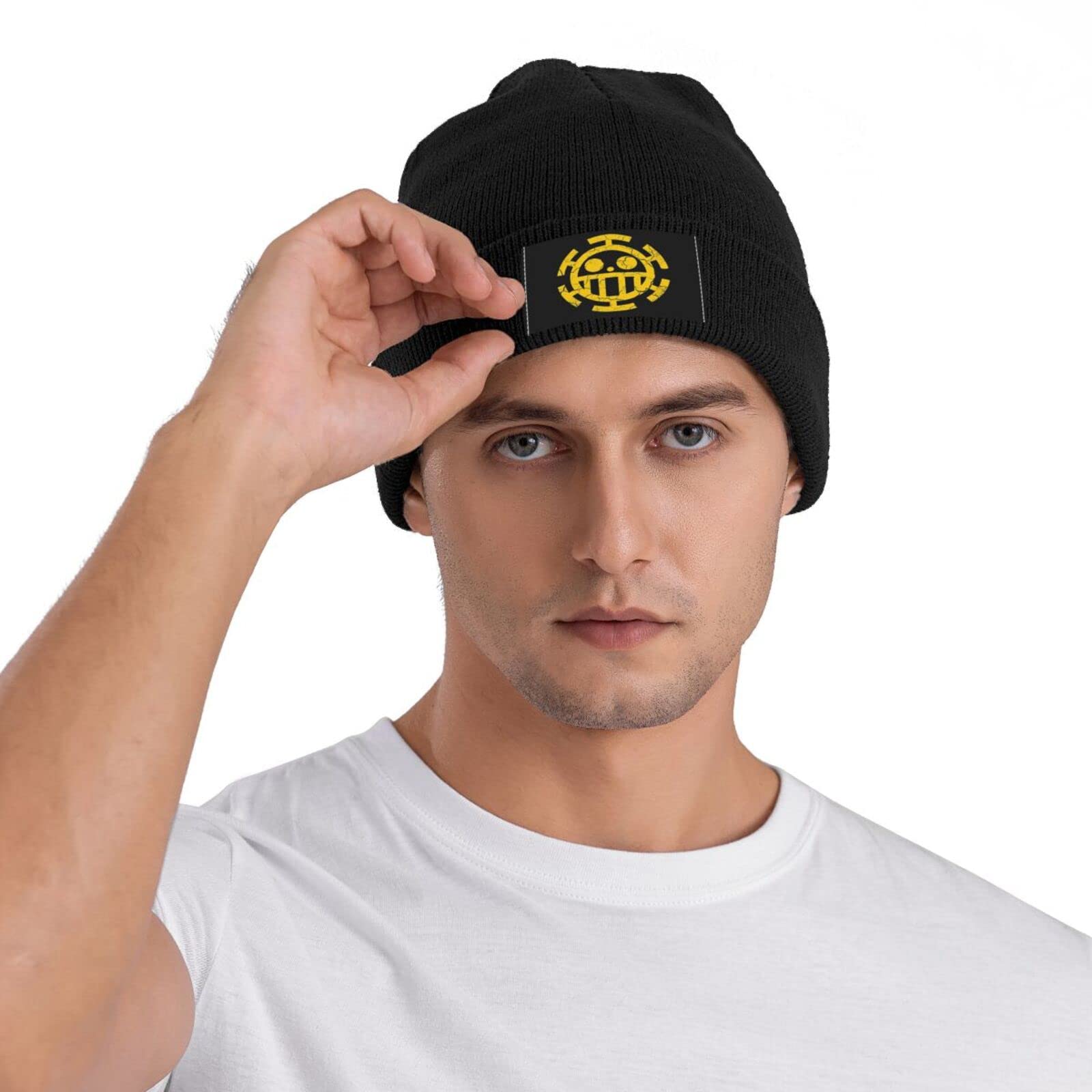 KGDHjuei Anime One Piece Warm Knit Hat Beanie Knit Hats for Cold Weather Warm Cap Black