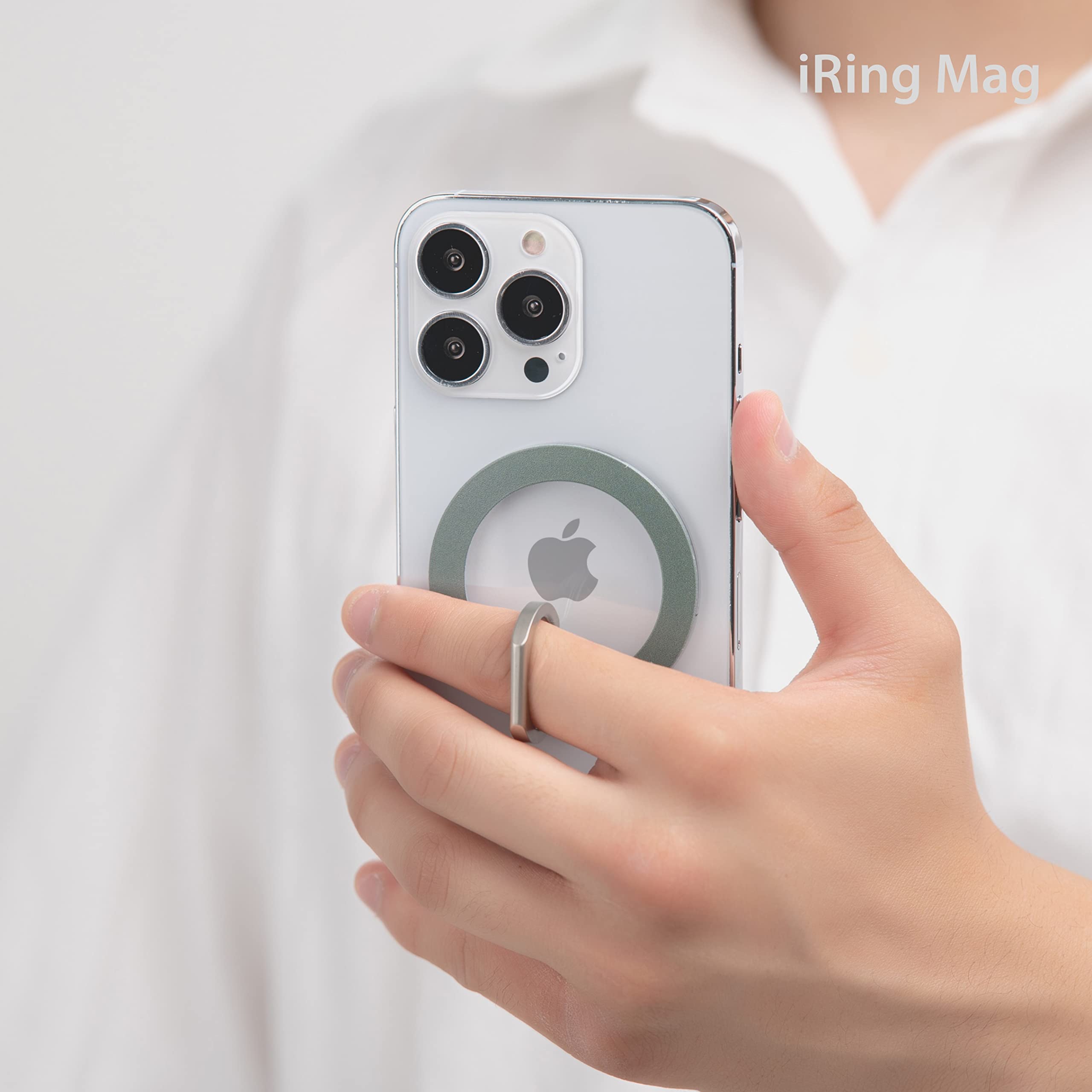 iRing Mag, Magnetic Phone Ring Holder, Kickstand, Grip for MagSafe, Wireless Charging Compatible with iPhone, Galaxy, and Other Smartphones with MagSafe Case (Ceramic White)