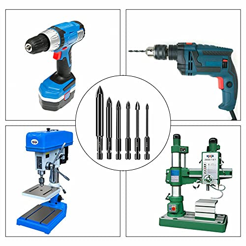 MOOKEENONE 6Pcs* Drill Bits, Tipped Ceramic Tile Cutter with 1/4" Hex Shank Triangle Hole Drill for Concrete Wall Glass
