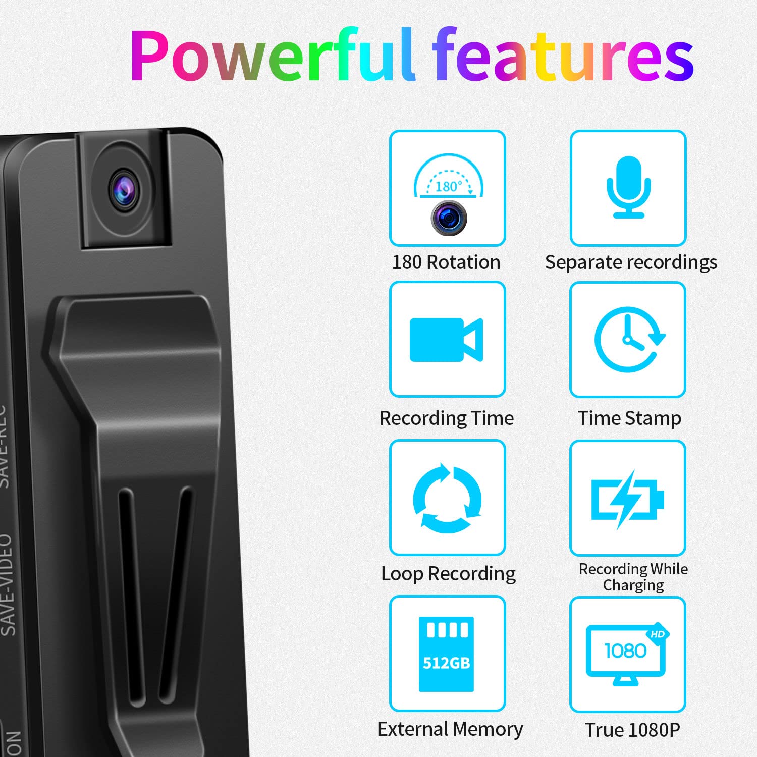 Mini Body Camera,True 1080P Portable Hidden Camera, Personal Pocket Video Camera, Body Cam Small Security Camera with Motion Detection and Night Vision for Office, Security Guard, Home, Bike, Hiking