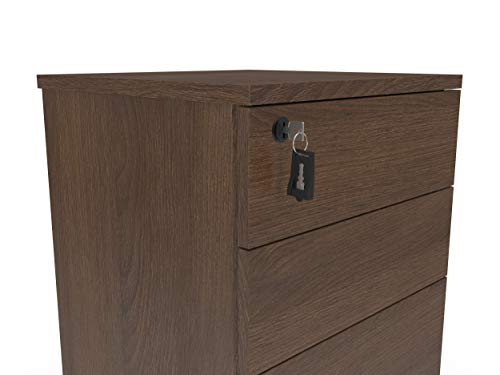 HON Basyx Commercial-Grade Mobile Wooden Pedestal, Filing Cabinet, Standard, Light Walnut
