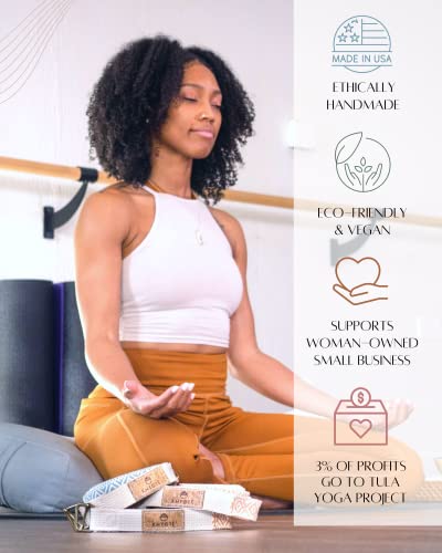 KHYOTE Yoga Strap With Loops - Stretching Strap, 100% Ultra-Soft Cotton, Made in USA, Eco-friendly, Physical Therapy Strap, Yoga Stretch Strap & Mat Carrier - 2 in 1 Versatile Design