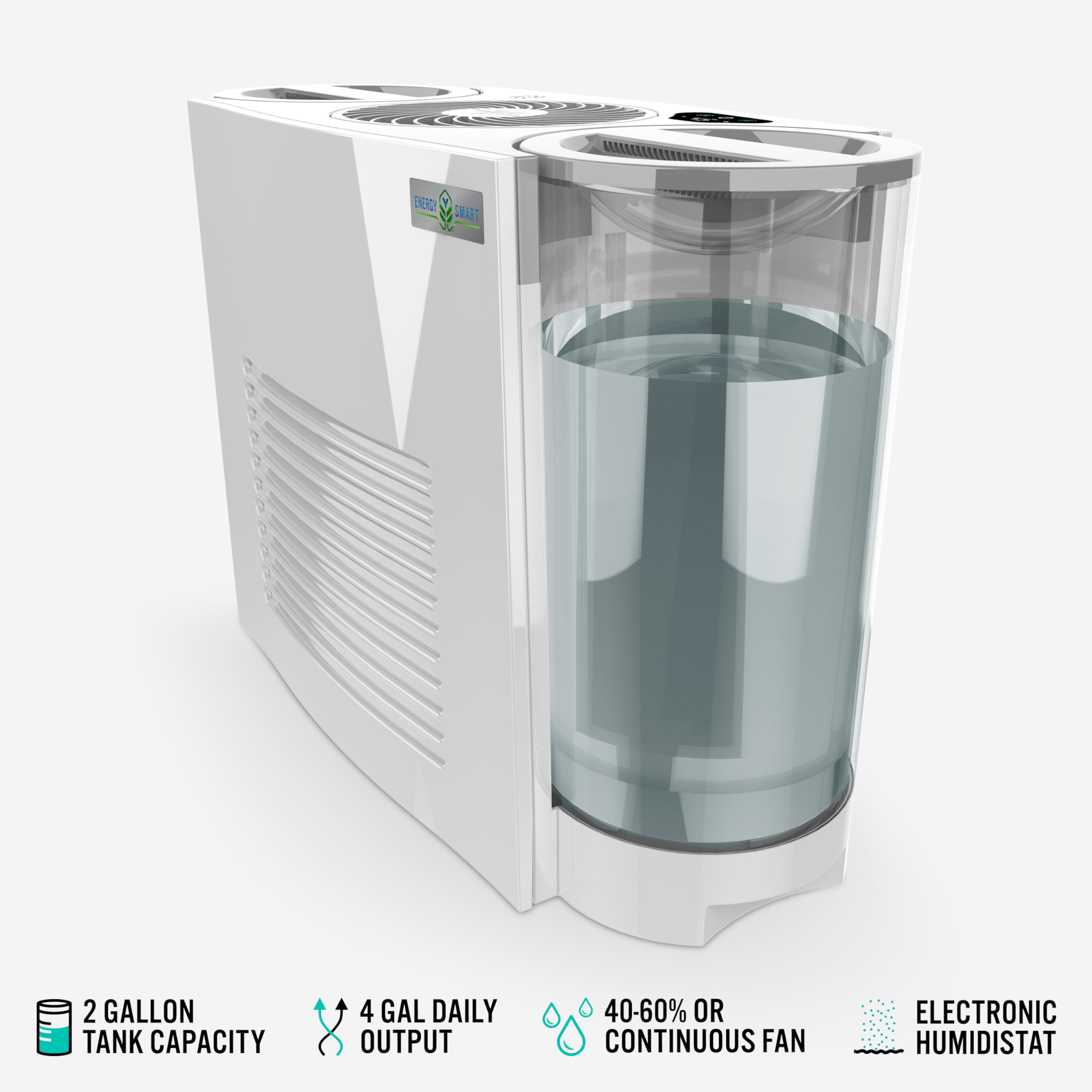 Vornado EVDC500 Energy Smart Evaporative Humidifier with Automatic Shut-off, 2 Gallon Capacity, LED Display