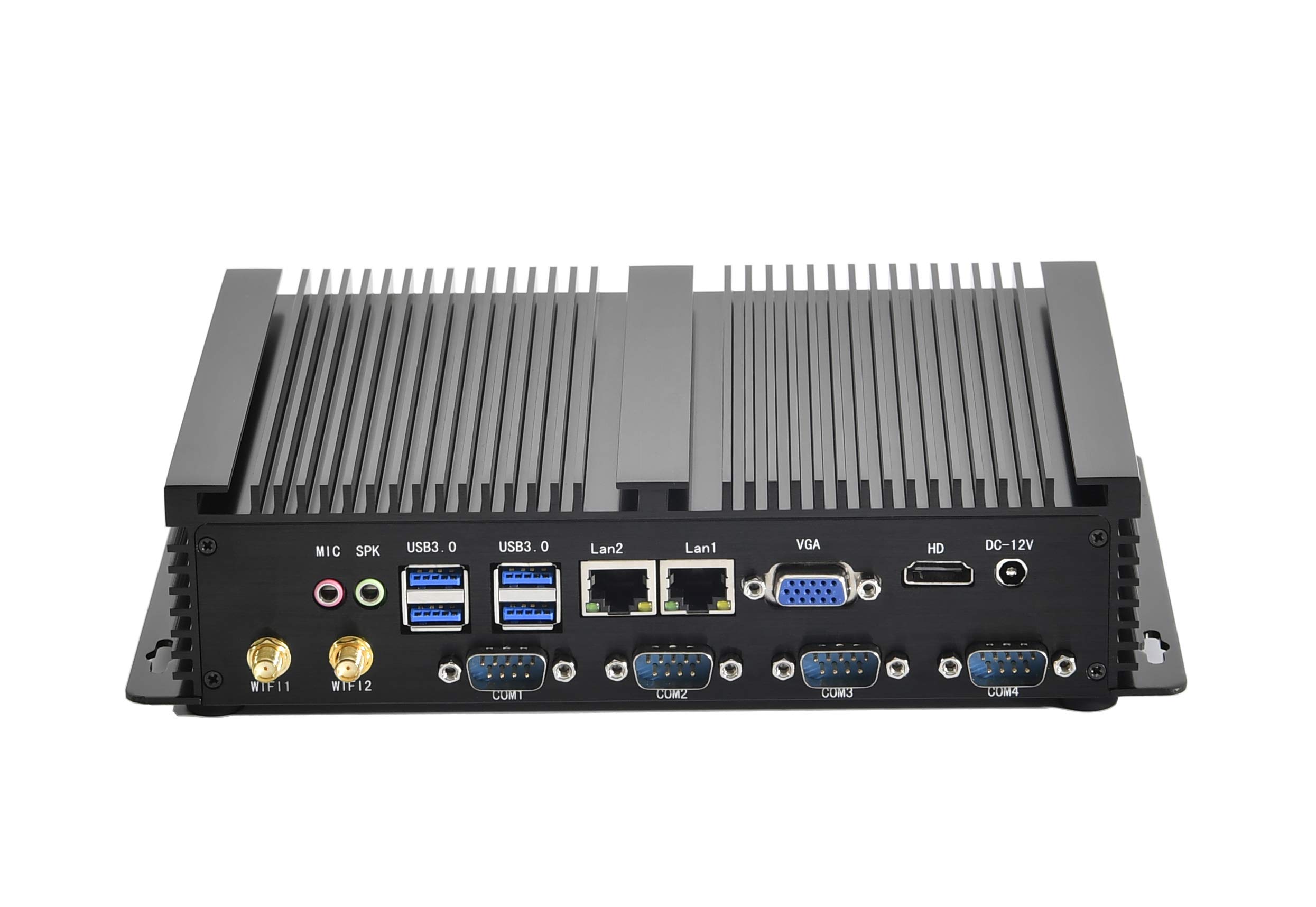 IDEARACE Powerful Fanless Mini PC, Intel Core i5-3317U CPU W-11 Pro Industrial Desktop Computer, 8GB RAM 256GB SSD, 4xCOM RS232, 4xUSB 3.0, 2xNICs, HD, VGA, Metal Case