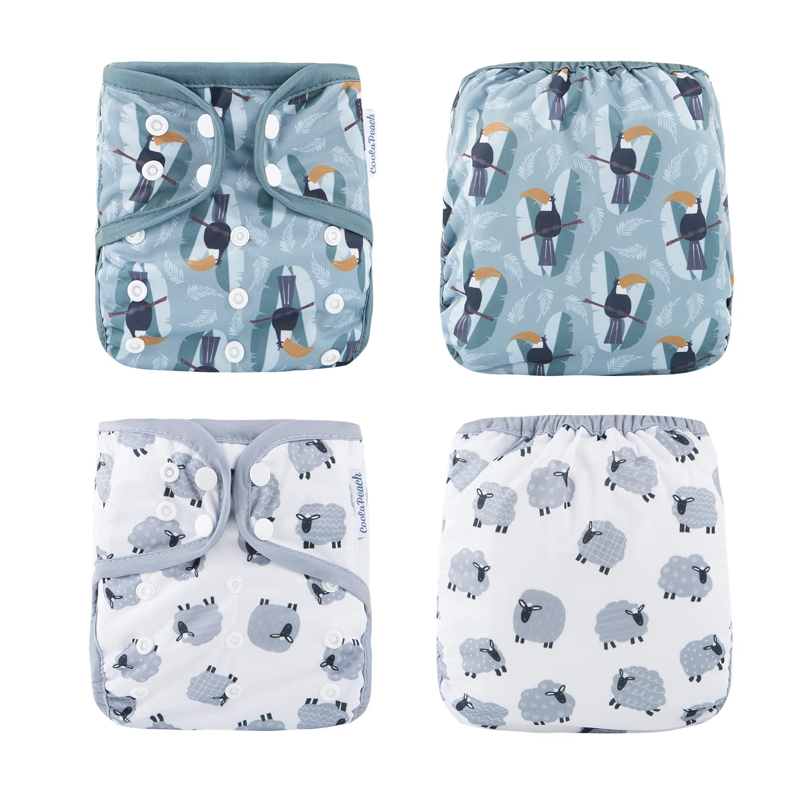One Size Reusable Cloth Diaper Covers Adjustable Snap Fit & Double Leg Gussets for Baby Boys & Girls from 7-33 Pounds. Use with Cloth Diapers or Snap-in Inserts.