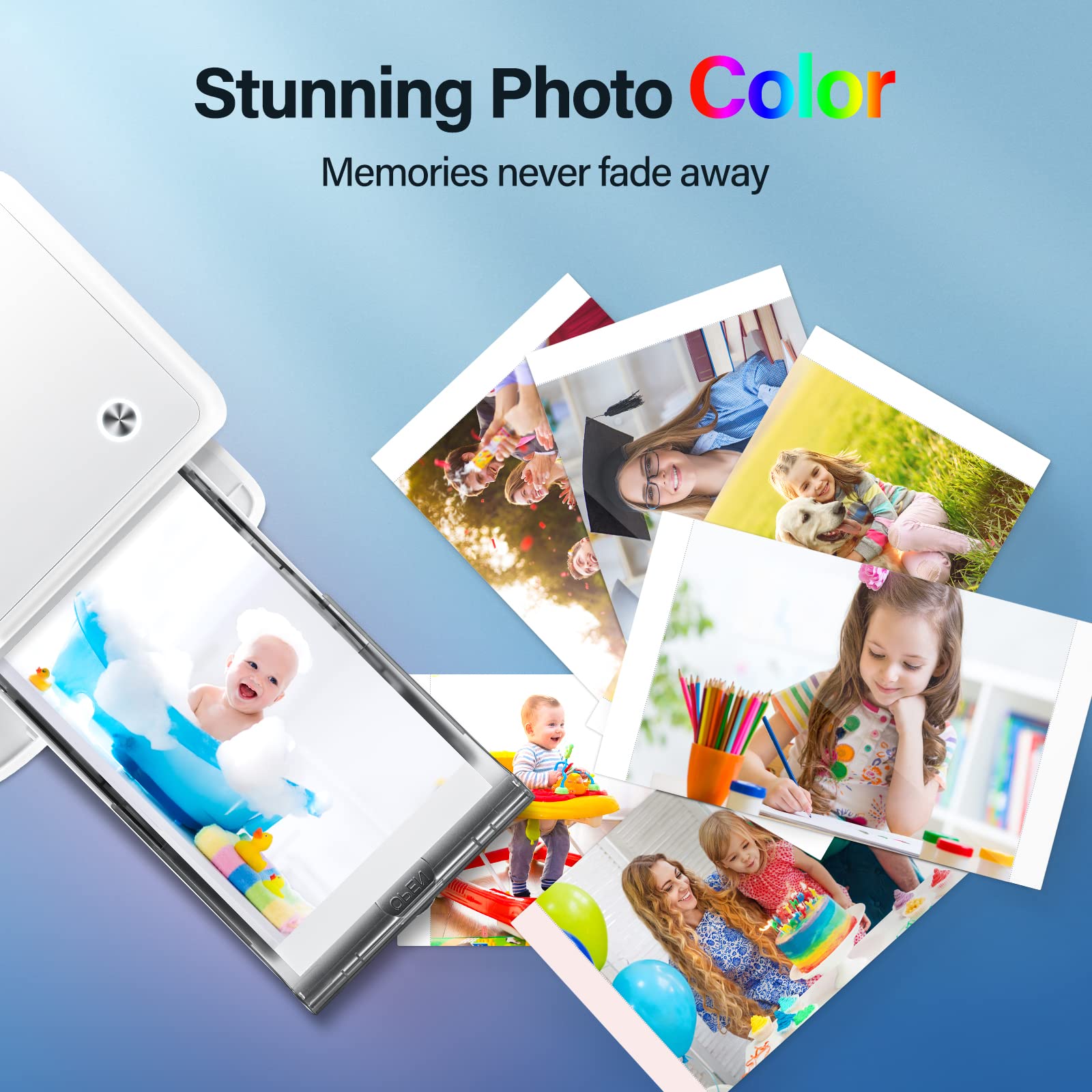 iDPRT 4'' x 6'' Photo Printer Bundle (108 pcs + 2 Ribbon), Instant Photo Printer, Full-Color Photo, AR Video Printing, Thermal Dye Sublimation, Thermal Photo Printer for Home Use, Support iOS Android