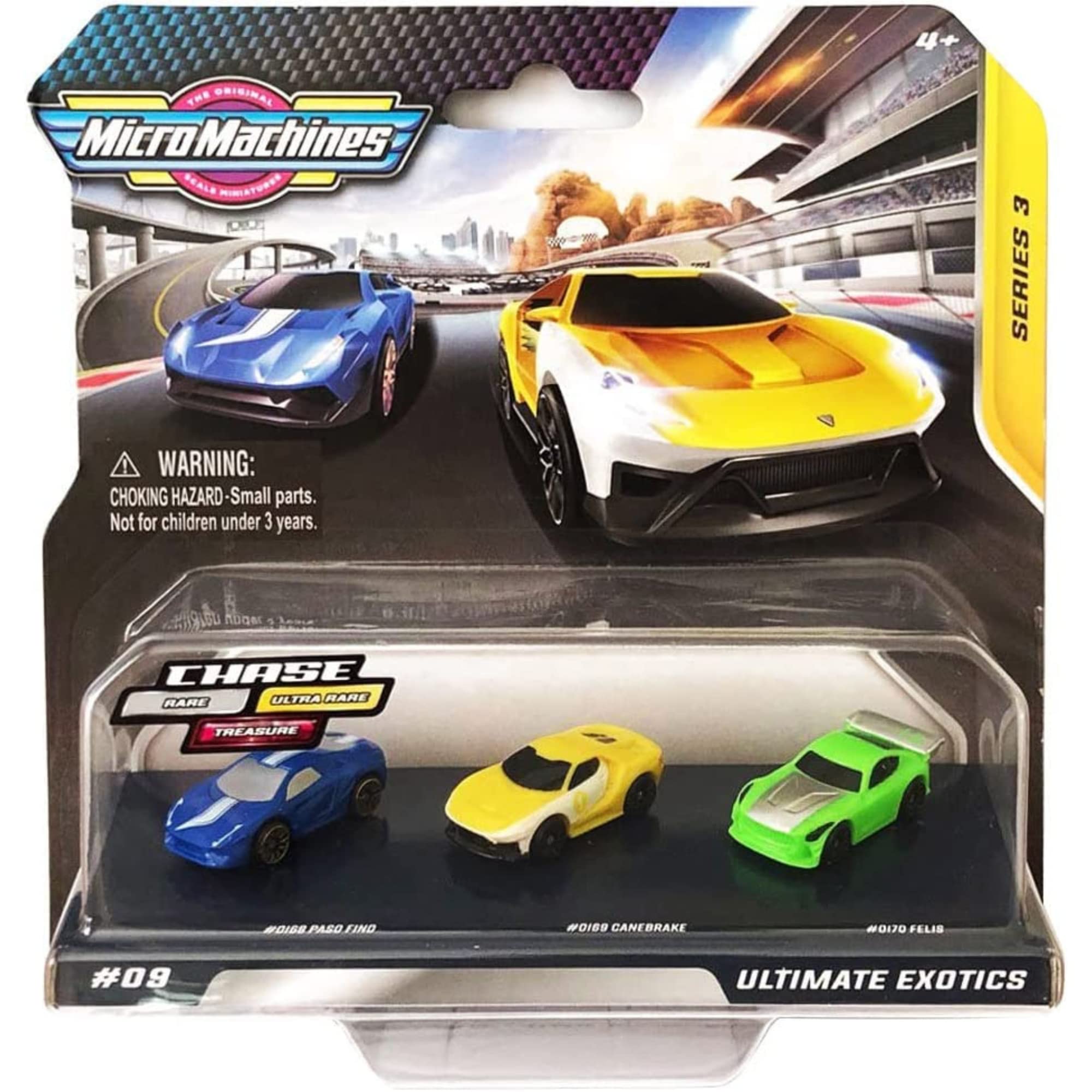 Micro Machines Series 2 & 3 Twin Packs - 6 Car Bundles - (0191 Ultimate Exotics #9 & 0011 Micro Police Chase #07)