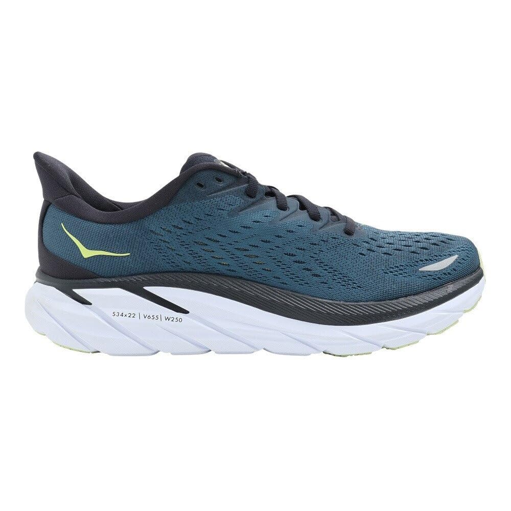HOKA ONE ONE Clifton 8 Wide Mens Shoes Size 9.5, Color: Goblin Blue/Mountain Spring
