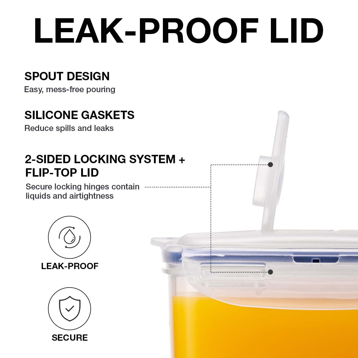 LocknLock Aqua Fridge Door Water Jug with Handle BPA Free Plastic Pitcher with Flip Top Lid Perfect for Making Teas and Juices, 2 Quarts, Clear