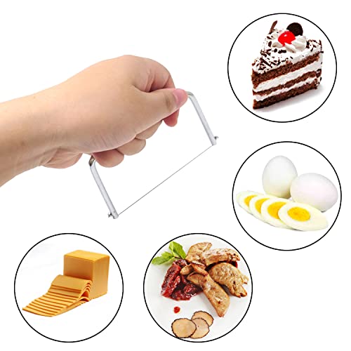 HONBAY 2PCS Stainless Steel Butter Cheese Wire Cutters Slicers Knives for Kitchen (perfect for soft cheese)