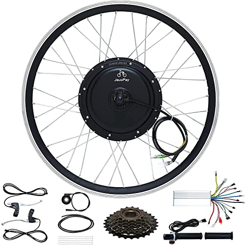 JauoPay Electric Bicycle Conversion Kit, 48V 2000W EBike Brushless Gearless Hub Motor, Rear Hub Rim for 28" Bicycle Wheels, Dual Mode Controller Full Waterproof