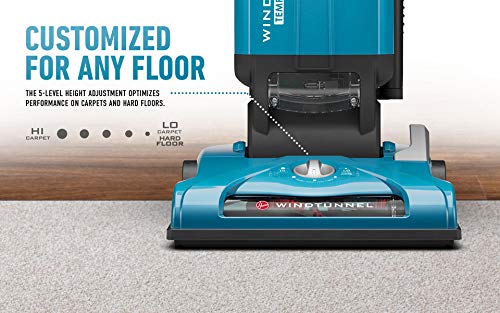 Hoover WindTunnel T-Series Tempo Bagged Upright Vacuum Cleaner with HEPA Media Filter, For Carpet and Hard Floor, UH30301, Blue