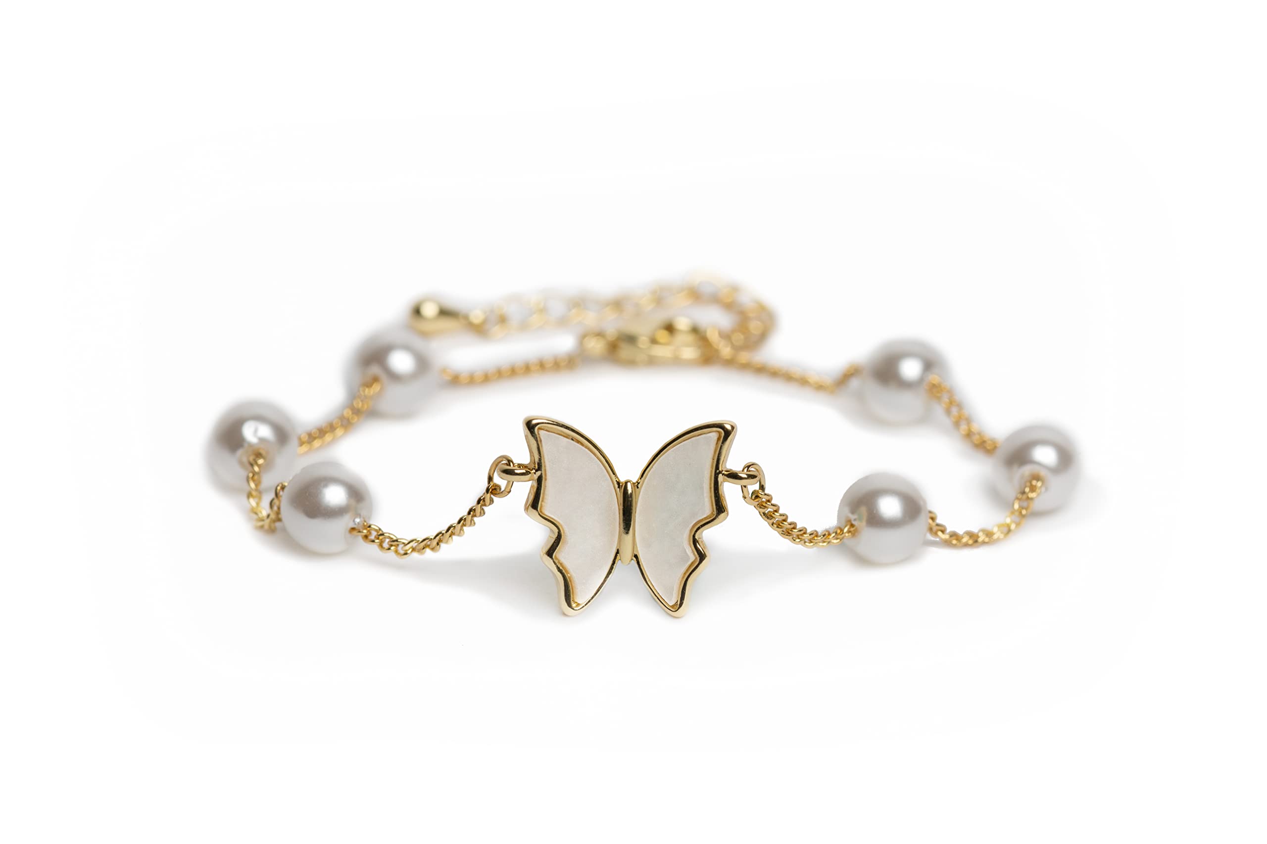 Marwat,s Butterfly Pearl Bracelets for Women, Gold plated (B1374)