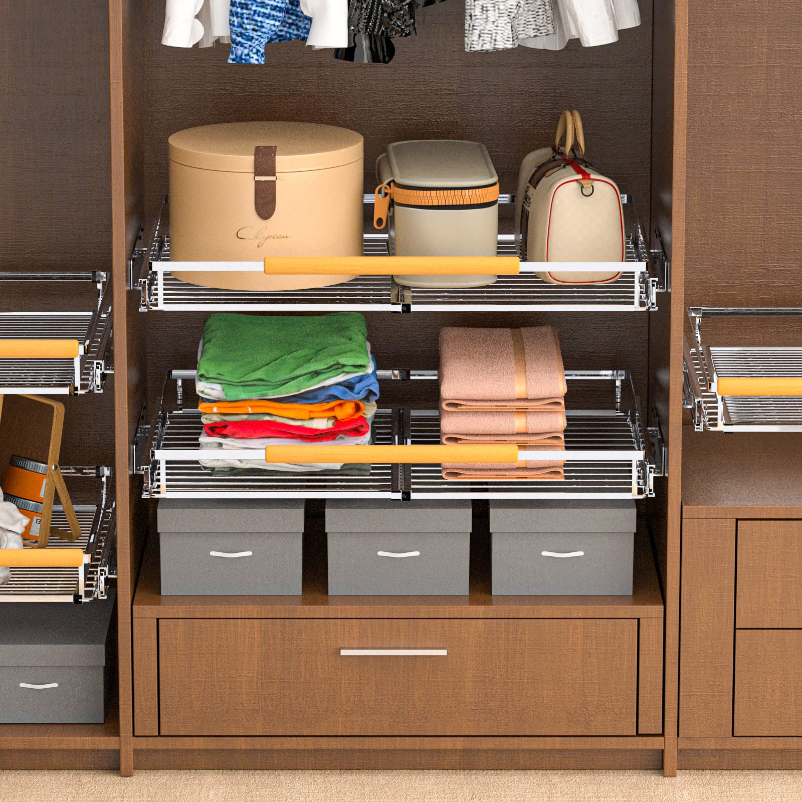 KIKIBRO Pull Out Drawer Cabinet Organizer, Expandable Slide Out Storage Shelves - Heavy Duty, Durable and Smooth Slide-Out, Opening Size Required 12.3"~18.5", 1 Pack