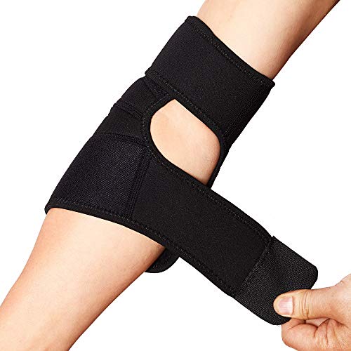 HIGHLOONG Adjustable Elbow Brace Support CoolMax Breathable Compression Arm Sleeve Wrap for Olecranon Joint Pain, Bursa Protection, Arthritis & Tendonitis Relief (One Size Fits Most)