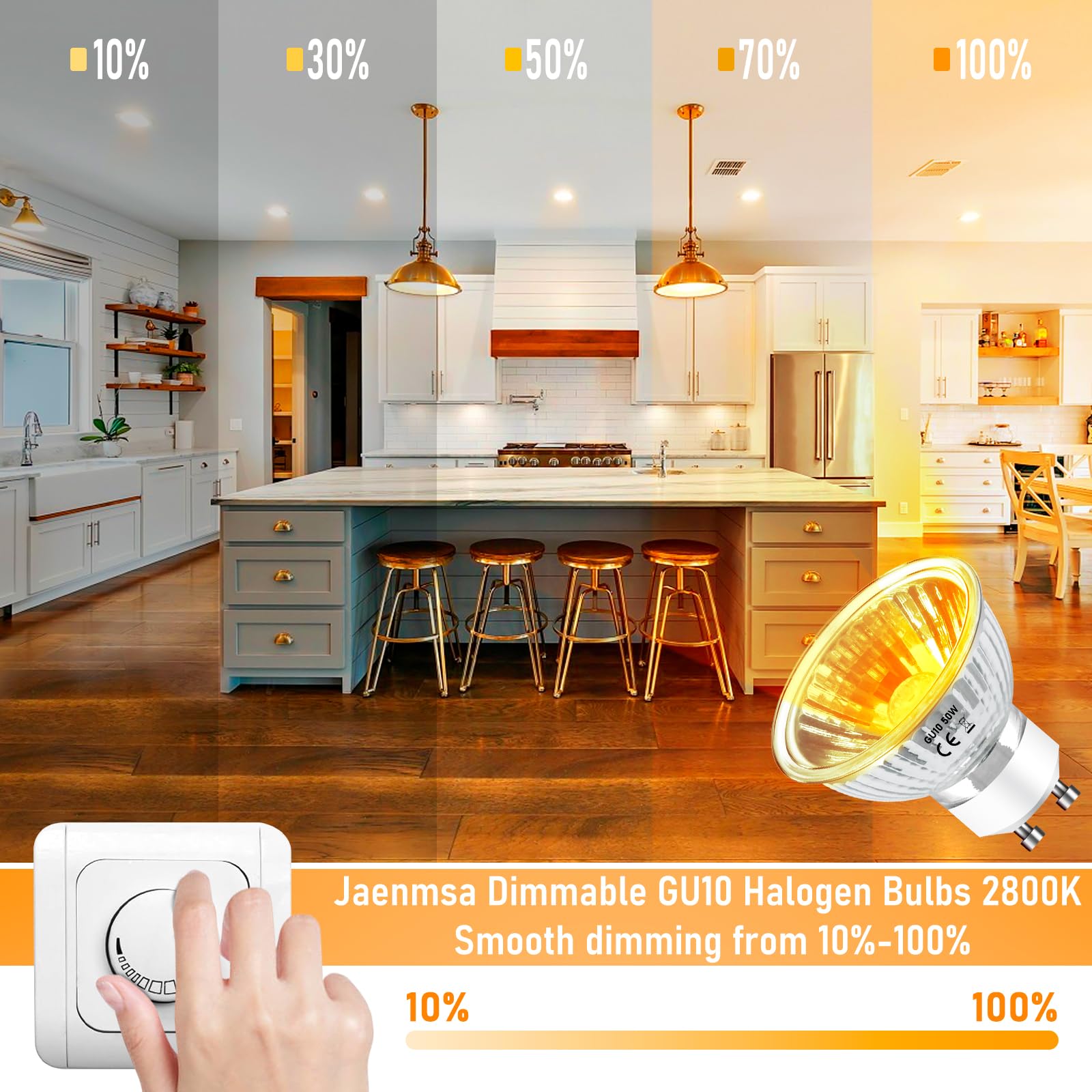 Jaenmsa 50W GU10 Halogen Bulbs for Candle Warmer Lamp, 6Pcs MR16 GU10+c 120v 50w Halogen Light Bulbs 2 Pin Warm White 2800K, Dimmable 50 Watt GU10 Bulbs for Wax Warmer Bulbs,Track Lighting Bulbs