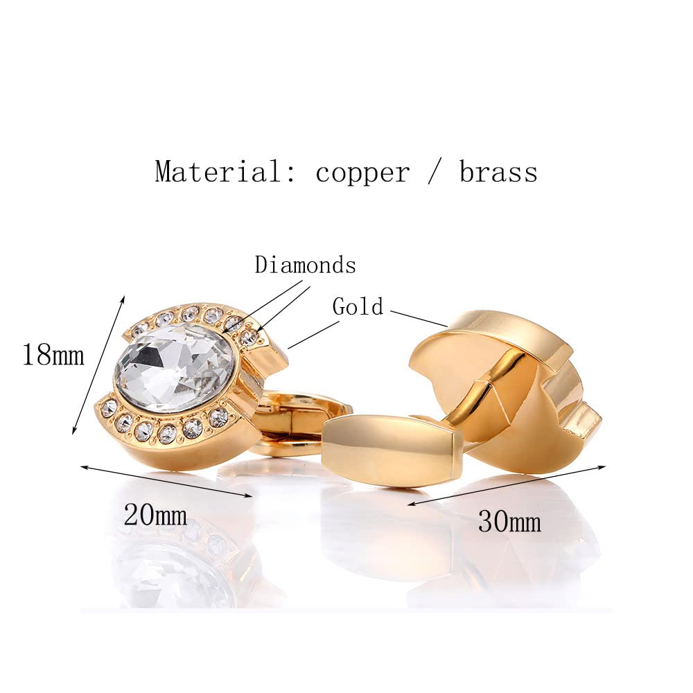 Men's Shirt Cufflinks Crystal Large Zircon Cufflinks French Shirt Sleeve Stud Buttons