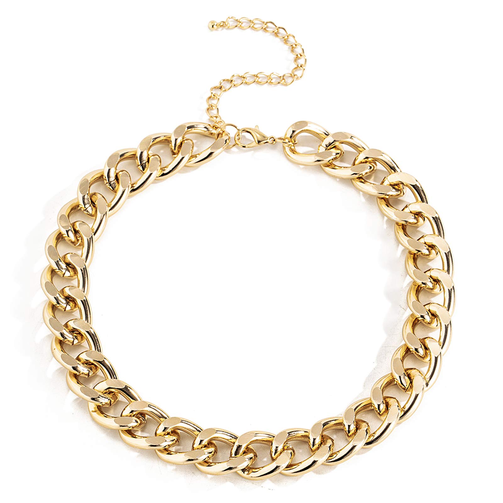 Ingemark Cuban Chunky Link Chain Choker Unisex Punk Style Thick Wide Necklace Jewelry (S3 Golden)