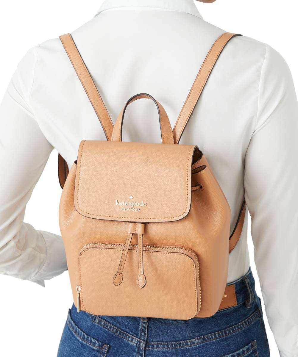 Kate Spade New York Darcy Flap Fashion Leather Backpack Medium, Light Brown