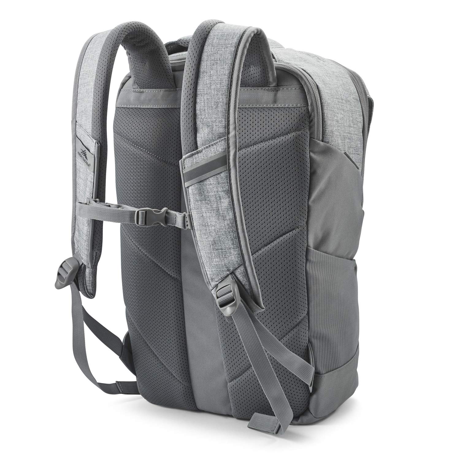High Sierra Access Pro Backpack with 17-Inch Quilted Laptop Sleeve, Large Organization Pocket and Reflective Straps, Silver Heather