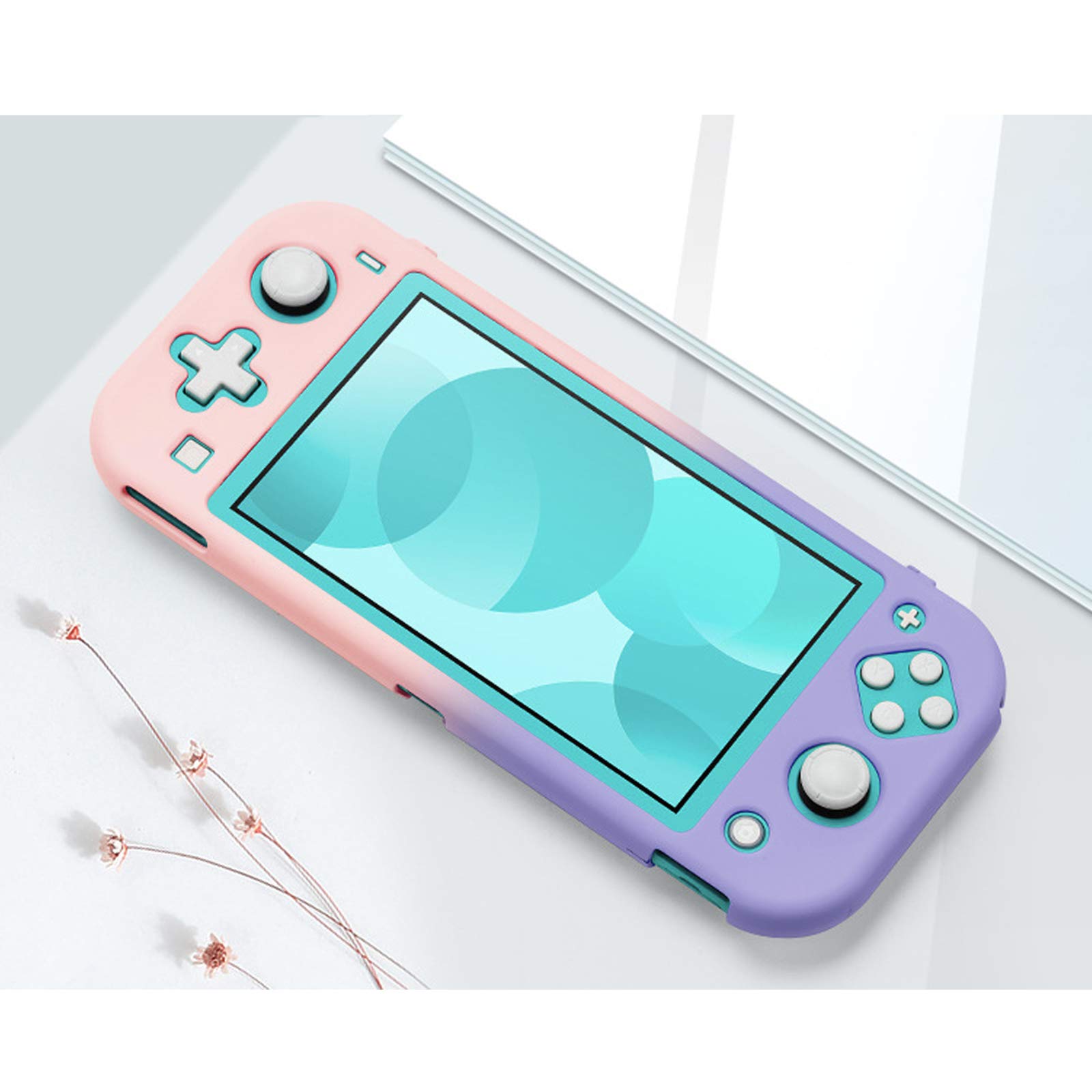 iNOTOGG Protective Case for Nintendo Switch Lite, Premium PC Hard Cover Case Shock-Absorption Anti-Scratch Compatible with Nintendo Lite with 4 Thumb Grip Caps (Pink Purple)