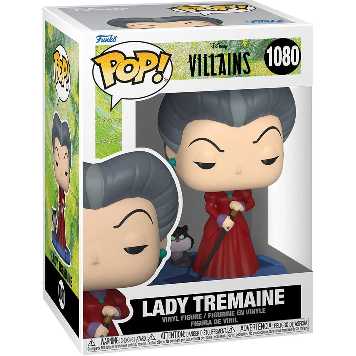 Lady Tremaine Funko Pop with Protector Bundle – Includes Funko Pop! Disney: Villains - Lady Tremaine #1080 Pop with Blue Salamander Emporium Plastic Protector Case