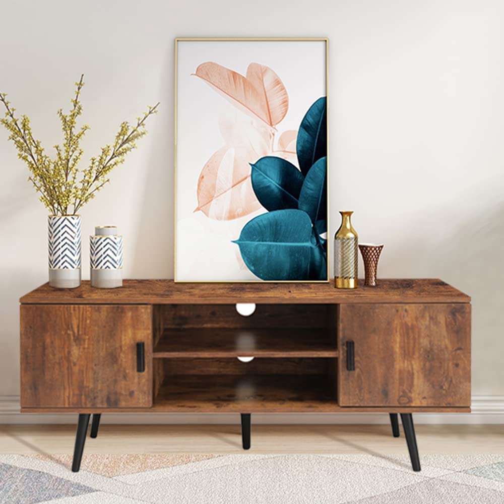 Iwell Modern TV Stand and Storage Cabinet Set, Bathroom Cabinet, Sideboard, Free Standing Cupboard, Entryway Cabinet for Living Room, Retro Home Media