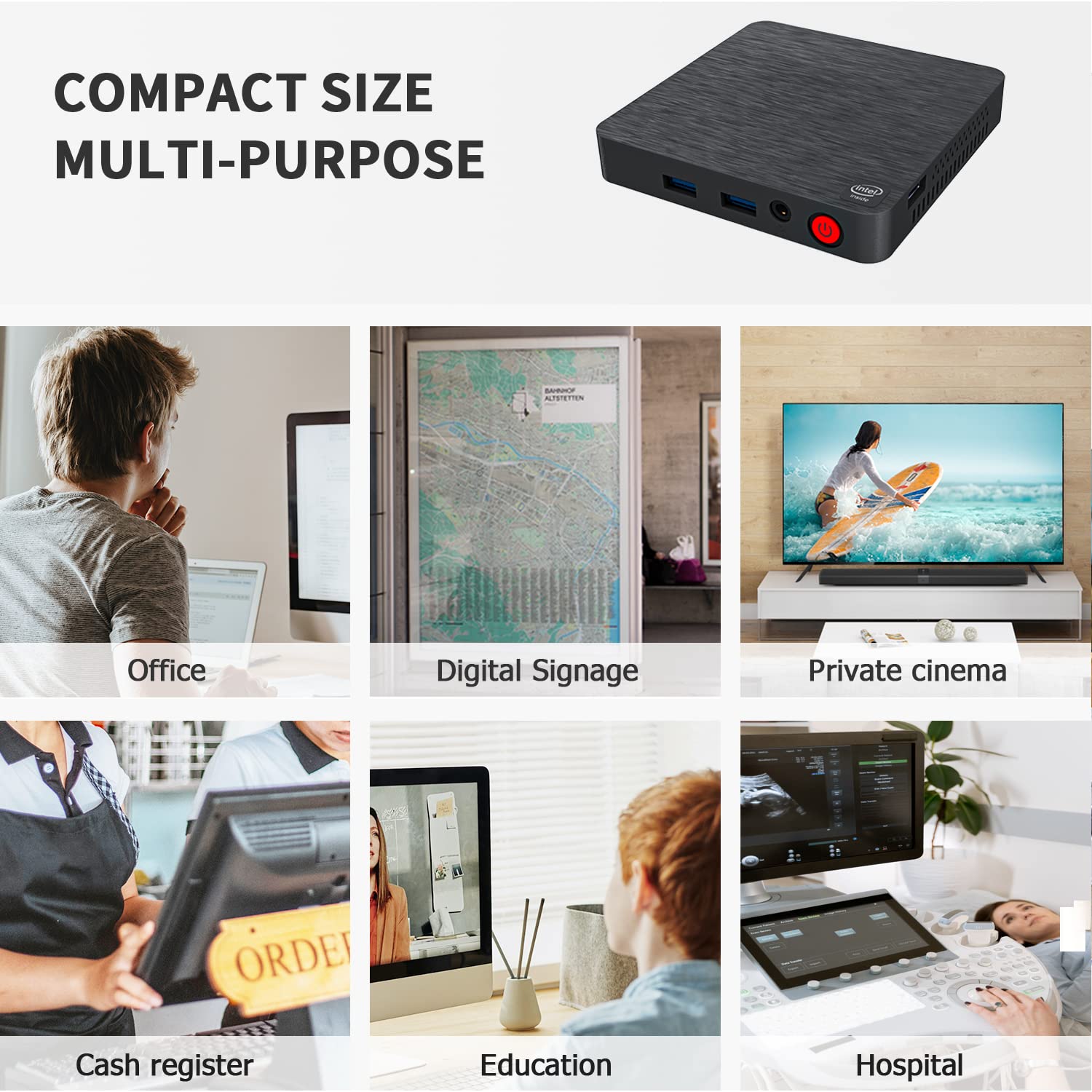 Mini PC Windows 10 Celeron N3350 up to 2.4GHz Mini Desktop All in one Computer for Home Office Study Gaming 4GB LPDDR3 64GB eMMC 4K HD Image Dual HDMI 2.4G 5.8G WiFi5 BT4.0 Gigabit Ethernet USB 3.0