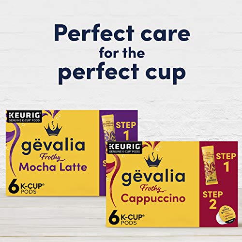 Gevalia Frothy 2-Step Cappuccino Espresso K†Cup® Coffee Pods & Froth Packets Kit (36 ct Pack, 6 Boxes of 6 Pods with Packets)