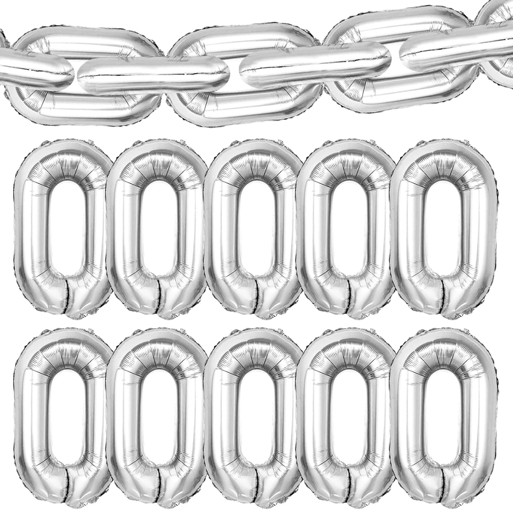 KatchOn, Big Silver Chain Balloons - 16 Inch, Pack of 30 | Chain Link Balloons, 90s Party Decorations | Chain Balloons Silver, Notorious One Birthday Decorations | Link Balloons, Hip Hop Party Decor