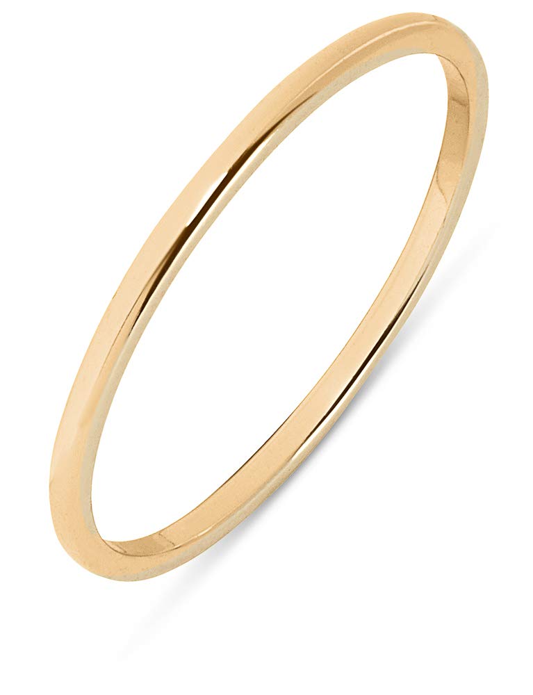 HIGHSTREET 14K Gold Plated Sterling Silver Stackable Wedding Band Ring for Women | Hypoallergenic, Tarnish Resistant, Comfort Fit (14K Gold Plated, 1.3mm, Size 9)
