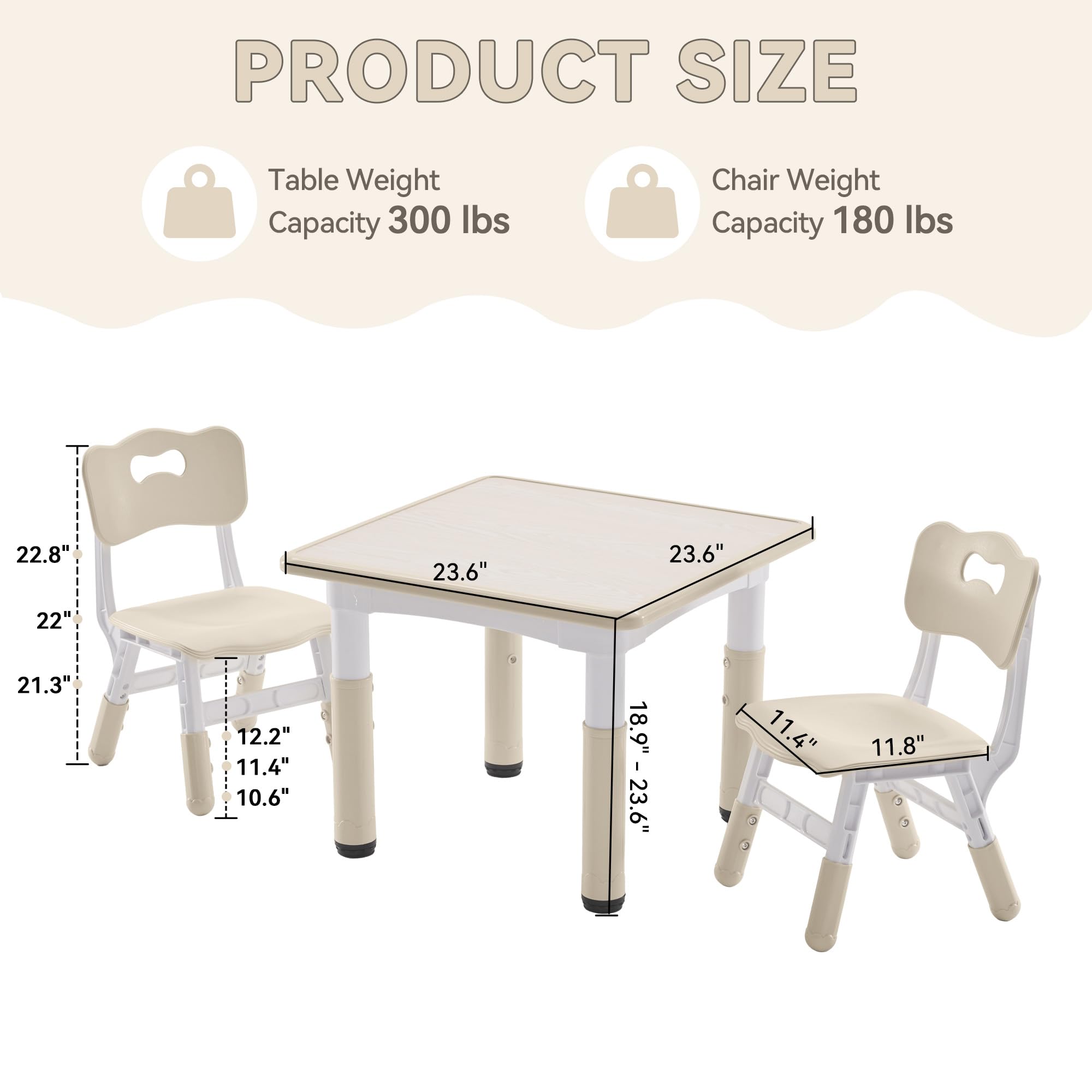 GITAWUSA Kids Study Table and Chairs Set, Height Adjustable Toddler Table and Chair Set for Kids Ages 3-8, Graffiti Desktop Plastic Children Art Table with 4 Seats, Pinky